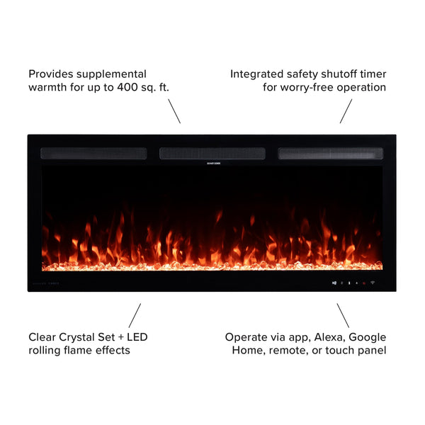 Modern Ember Vibrance 42-in Smart Linear Electric Fireplace with Cryst ...