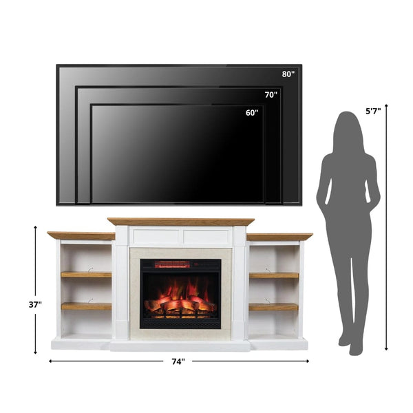 Country Living Belhaven Bookcase Electric Fireplace Mantel Package ...