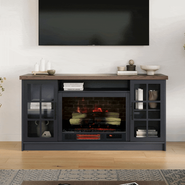 Dalton 60-in Electric Fireplace TV Stand in Steel Blue | Electric ...