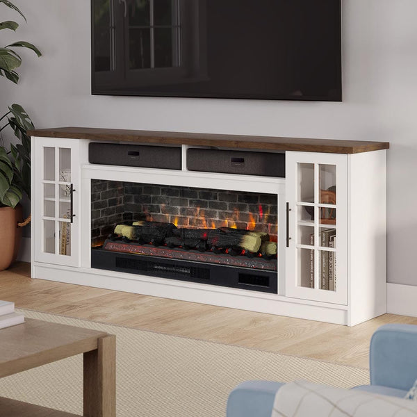Dalton 72-in Electric Fireplace TV Stand in White | Electric Fireplaces ...