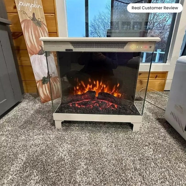 Modern Ember Skyline Smart 3-Sided Taupe Mist Electric Fireplace Stove ...