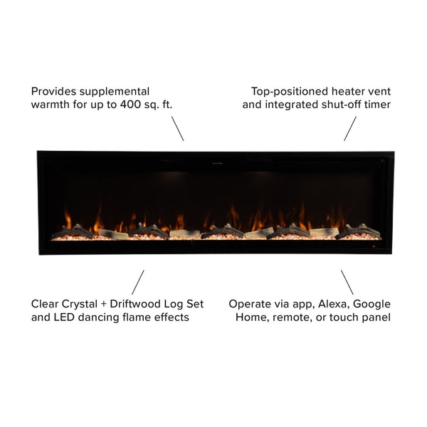 Modern Ember Aerus Slim 60-in Smart Linear Electric Fireplace ...