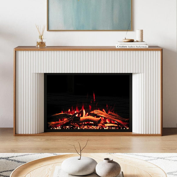 Modern Ember Arrie Venetian Electric Fireplace Mantel Package ...