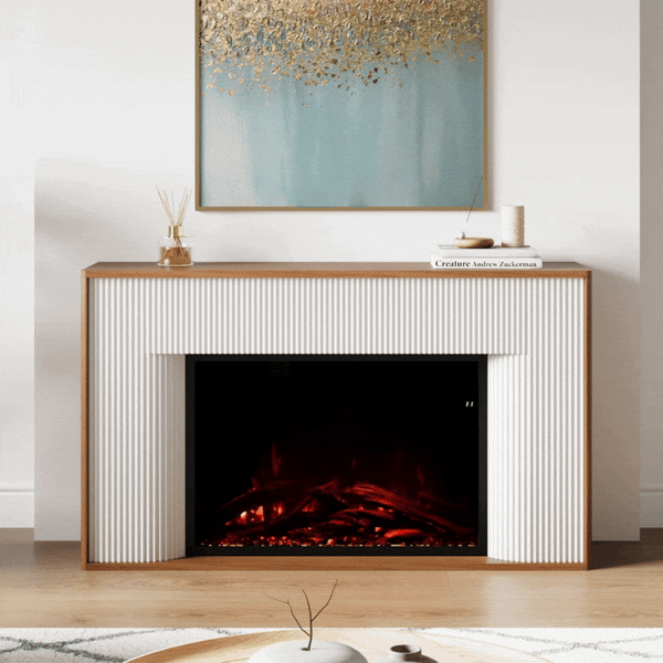 Modern Ember Arrie Venetian Electric Fireplace Mantel Package ...