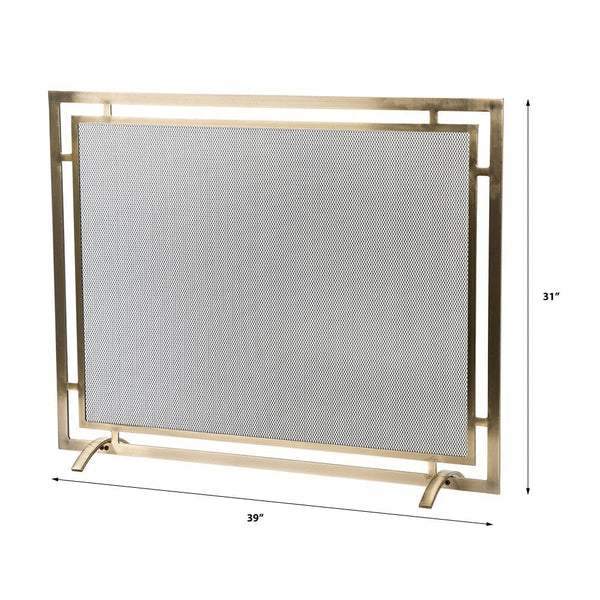 Gatsby Single Panel Fireplace Screen in Aged Brass | Electric ...