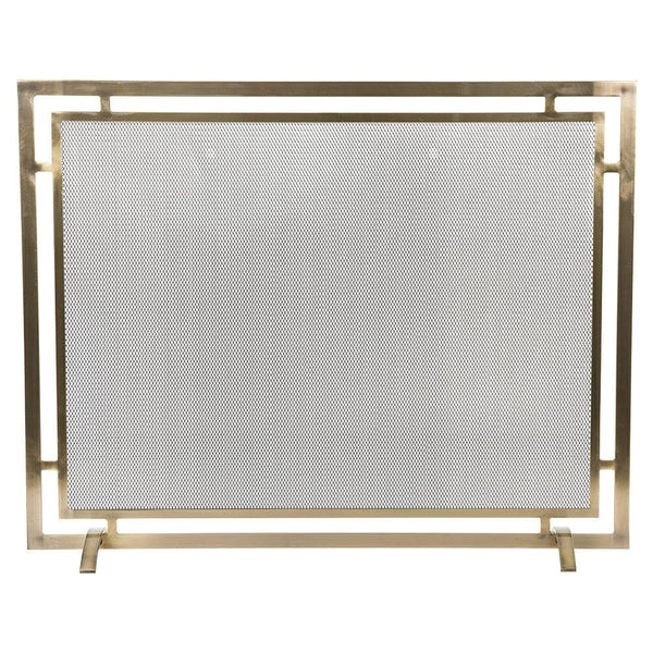 Gatsby Single Panel Fireplace Screen in Aged Brass | Electric ...