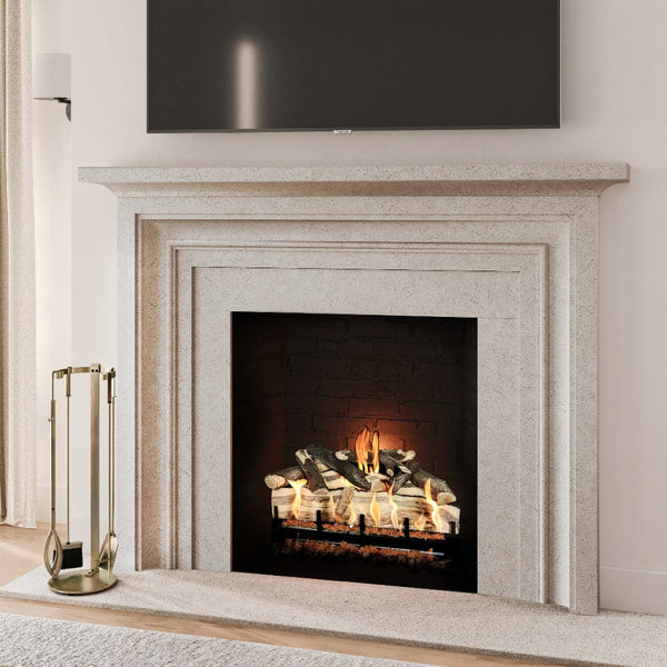 Modern Ember Knoll 5 Piece Fireplace Tool Set in Aged Brass | Electric ...