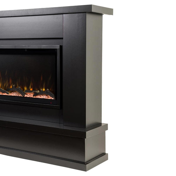 Modern Ember Patton Venetian Electric Fireplace Mantel Package in Blac ...