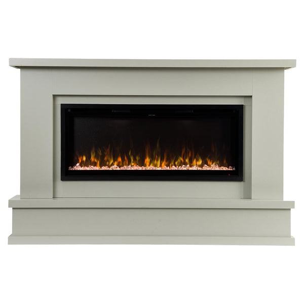 Modern Ember Patton Venetian Electric Fireplace Mantel Package in Gray ...