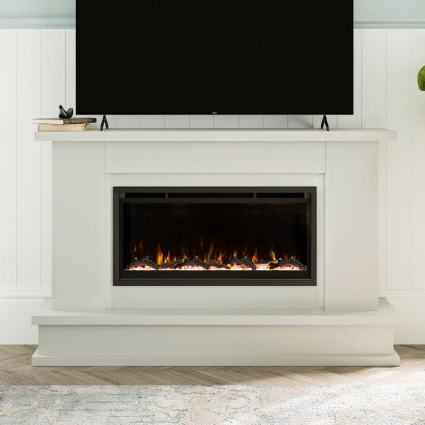 Modern Ember Patton Smart Electric Fireplace Mantel Package in Gray ...