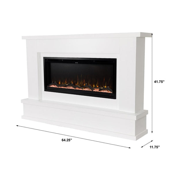 Modern Ember Patton Smart Electric Fireplace Mantel Package in White ...
