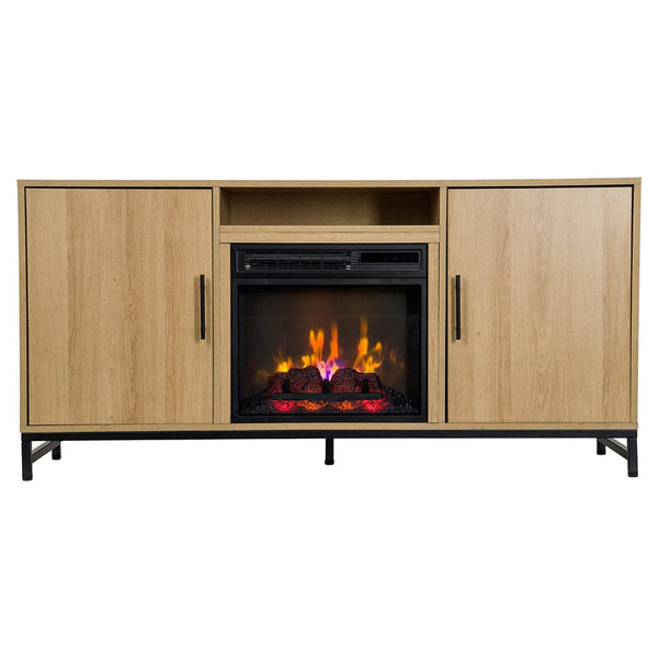 Rochester 56-in White Oak Electric Fireplace TV Stand – Electric ...