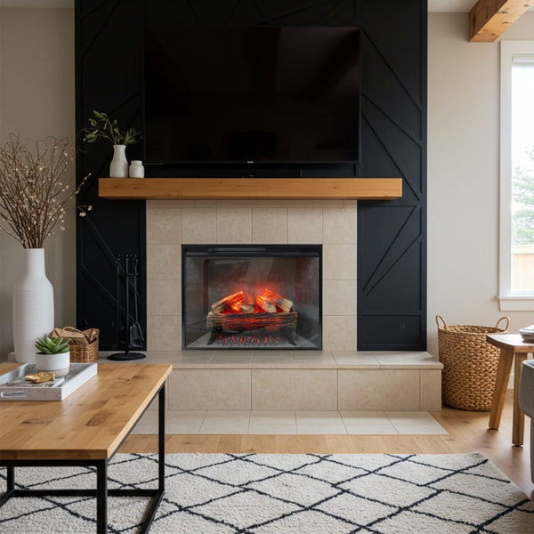 Modern Ember Uptown 28-In Smart Electric Fireplace Insert Concrete ...