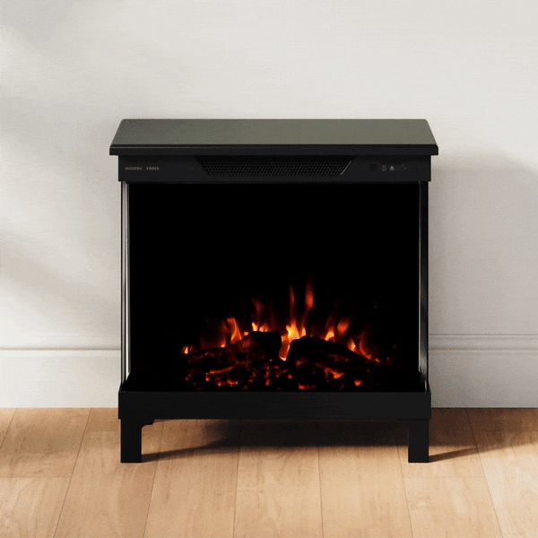 Modern Ember Skyline Smart 3-Sided Black Electric Fireplace Stove Heat ...