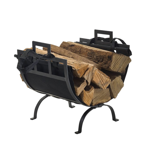 Log Holder w/ Canvas Tote in Black – Electric Fireplaces Direct