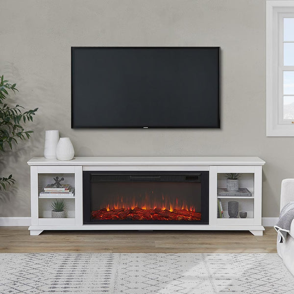 Benjamin Infrared Electric Fireplace TV Stand in White | Electric ...