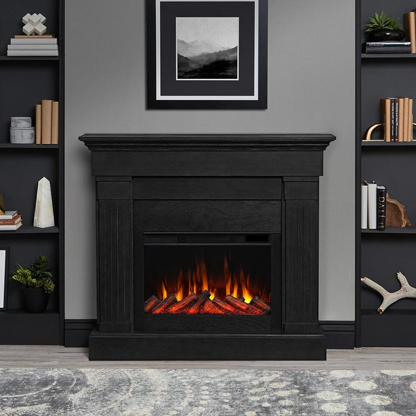 Black Electric Fireplace With Mantel