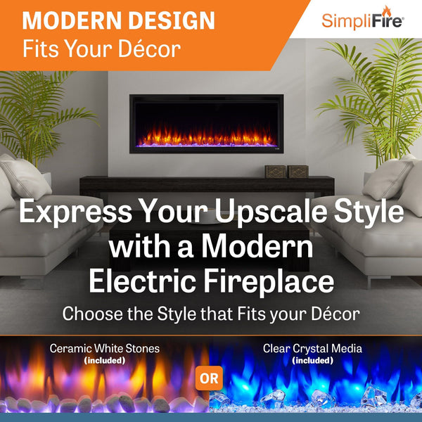 SimpliFire 50-in Allusion Platinum Wall Mount Electric Fireplace ...