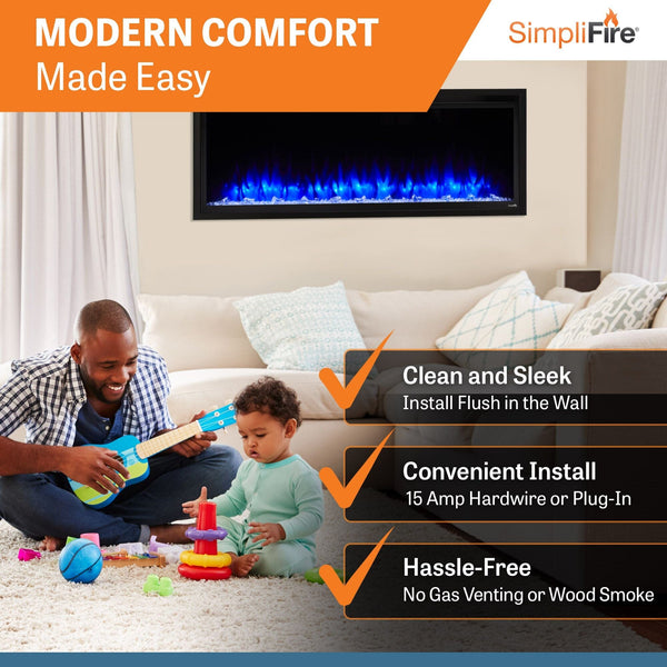 SimpliFire 50-in Allusion Platinum Wall Mount Electric Fireplace ...