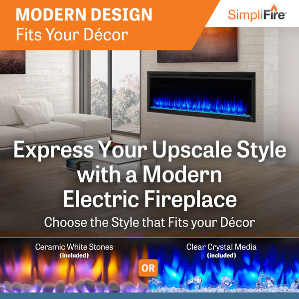 SimpliFire 60-in Allusion Platinum Wall Mount Electric Fireplace ...