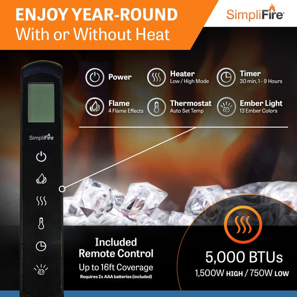 SimpliFire 60-in Allusion Platinum Wall Mount Electric Fireplace ...
