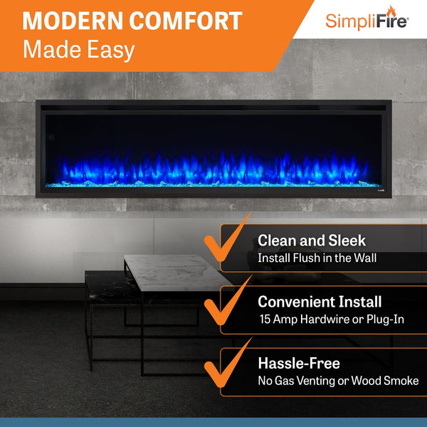 SimpliFire 72-in Allusion Platinum Wall Mount Electric Fireplace ...