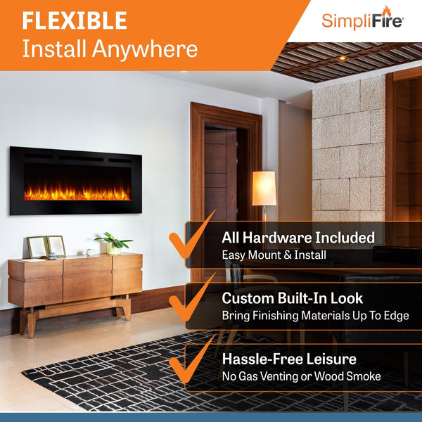 SimpliFire 48-in Allusion Wall Mount Electric Fireplace – Electric ...