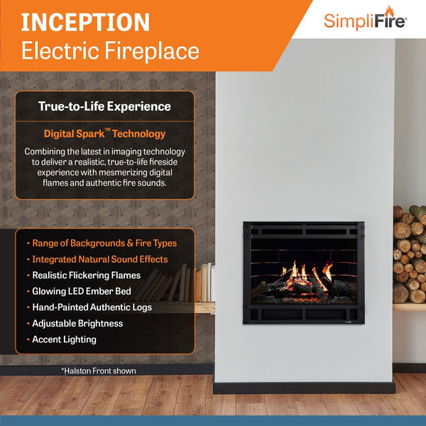 SimpliFire Inception 36-in Electric Fireplace with Halston Decorative ...