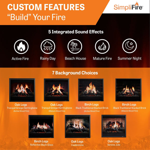 SimpliFire Inception 36-in Electric Fireplace with Chateau Forge Decor ...